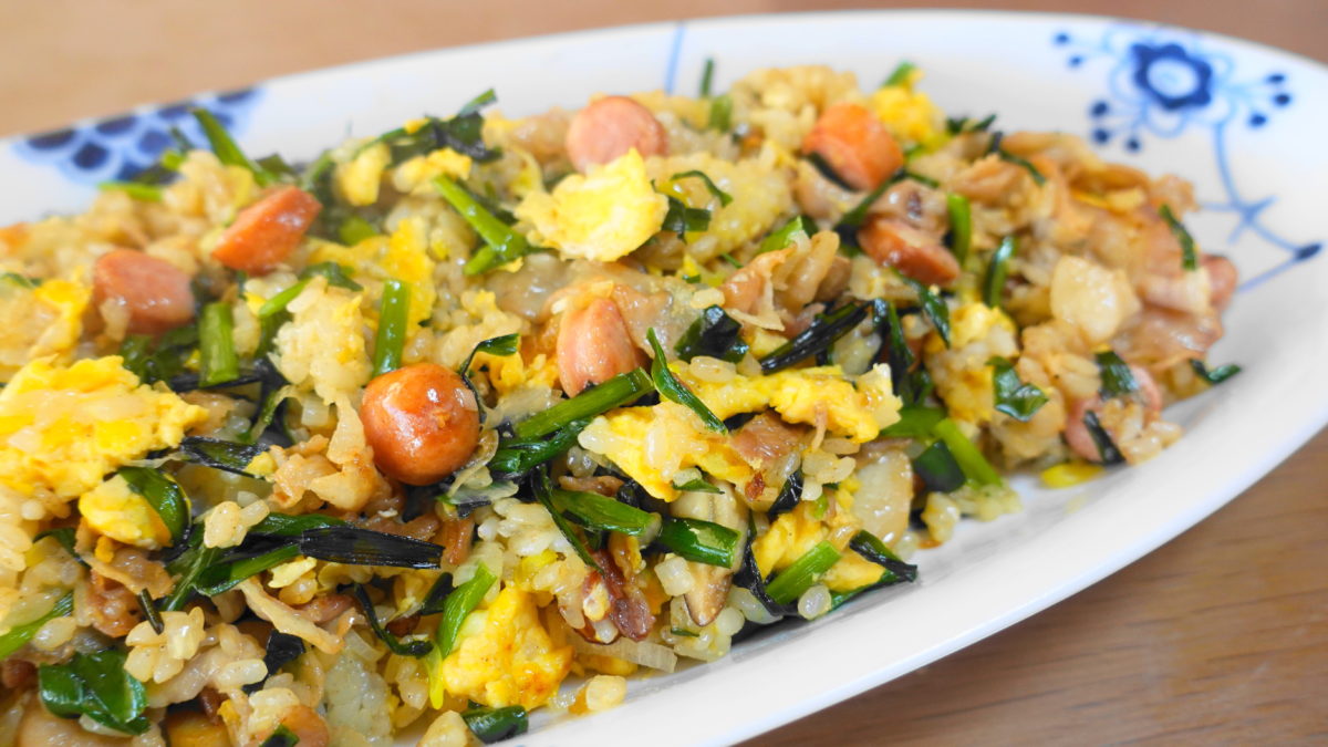 🐷🌿🥚🍳Fried rice with meat and Chinese chive – maxmax cooking recipe